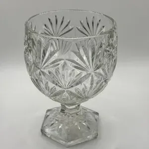 Holiday | Vintage Egg Shaped Cut Glass Pedestal Candy Dish Jar With Lid ...